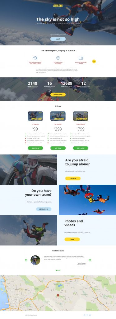 Skydiving Template Responsive Landing Page Template - Zemez HTML