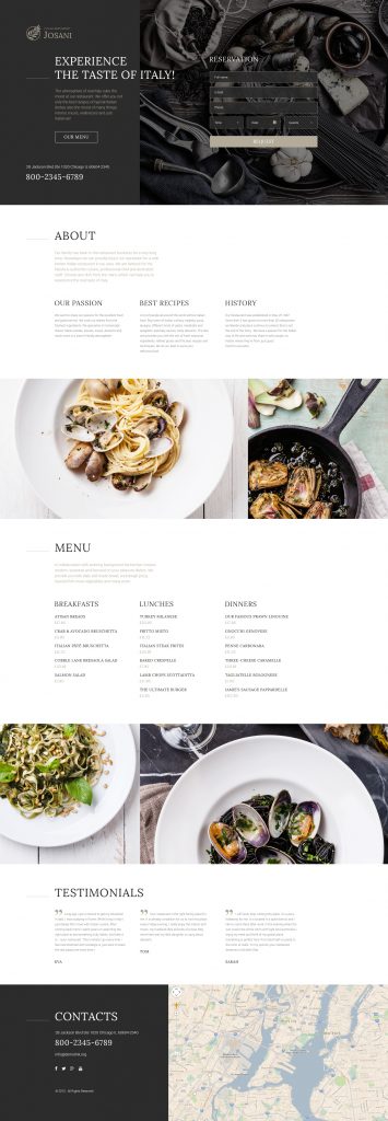 Italian Restaurant Template Responsive Landing Page Template - Zemez HTML
