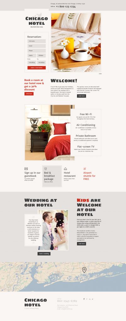 Hotels Template Responsive Landing Page Template - Zemez HTML