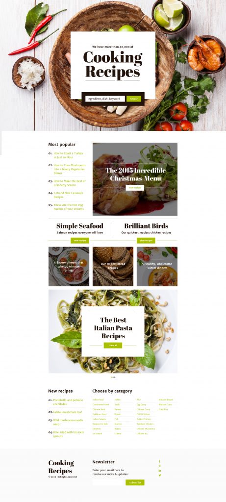 Cooking Template Responsive Landing Page Template - Zemez HTML