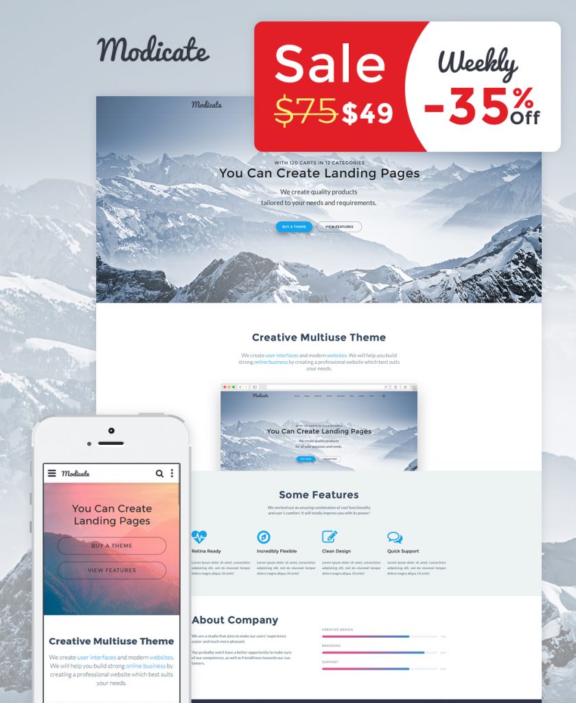 Modicate Multipurpose Website Template - Zemez HTML