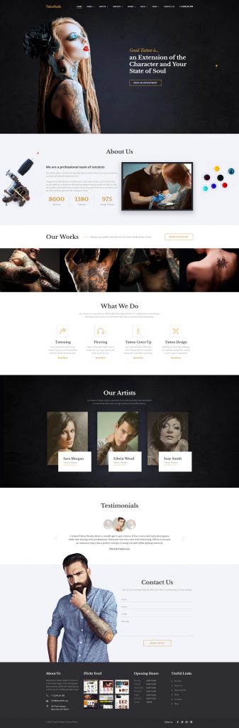 Tattoo Salon Template Responsive Website Template - Zemez HTML