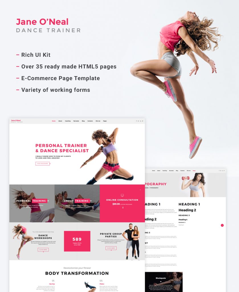 Jane O'Neal - Dance Studio Multipage Website Template - Zemez HTML