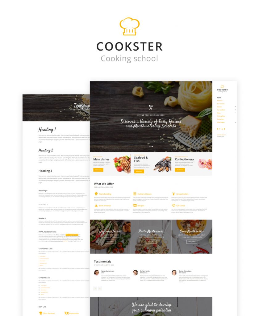Cookster - Cooking School Responsive Multipage Website Template - Zemez ...