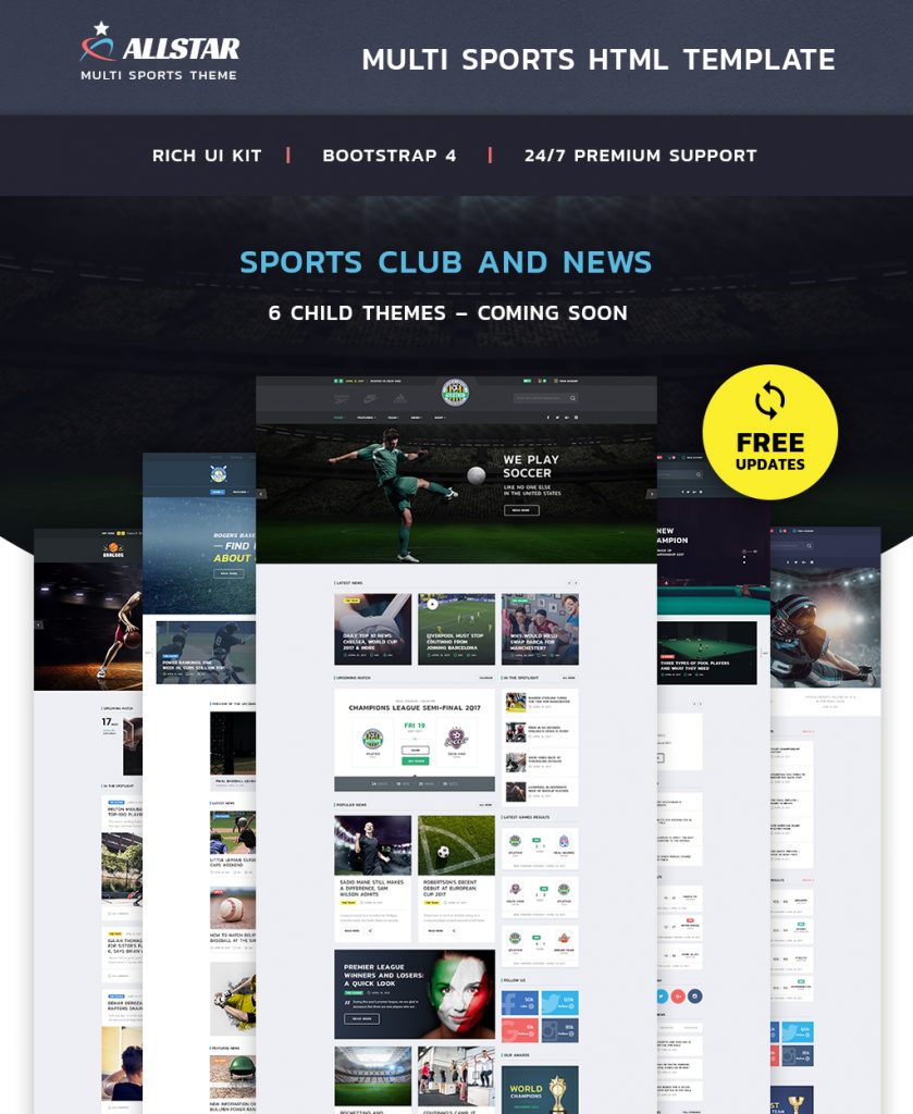 ALLSTAR - Sport Multipurpose Bootstrap 4 Website Template - Zemez HTML