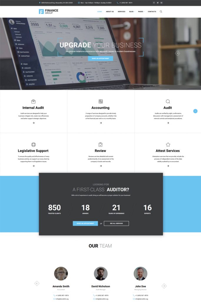 Finance Group - Accounting & Audit Multipage HTML Website Template ...