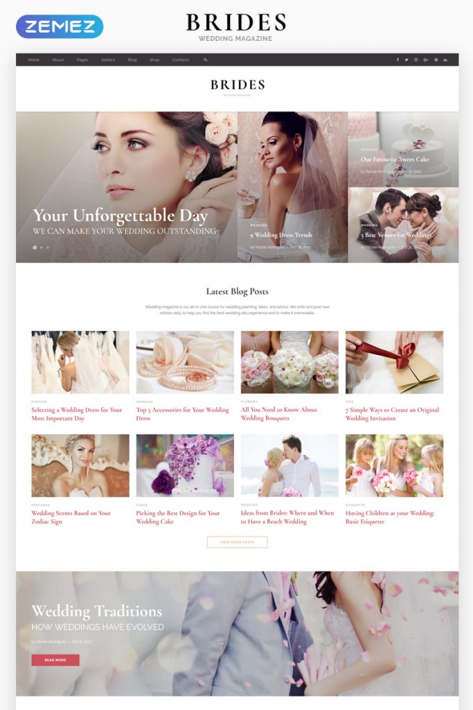 Brides - Wedding Magazine Multipurpose HTML Website Template - Zemez HTML