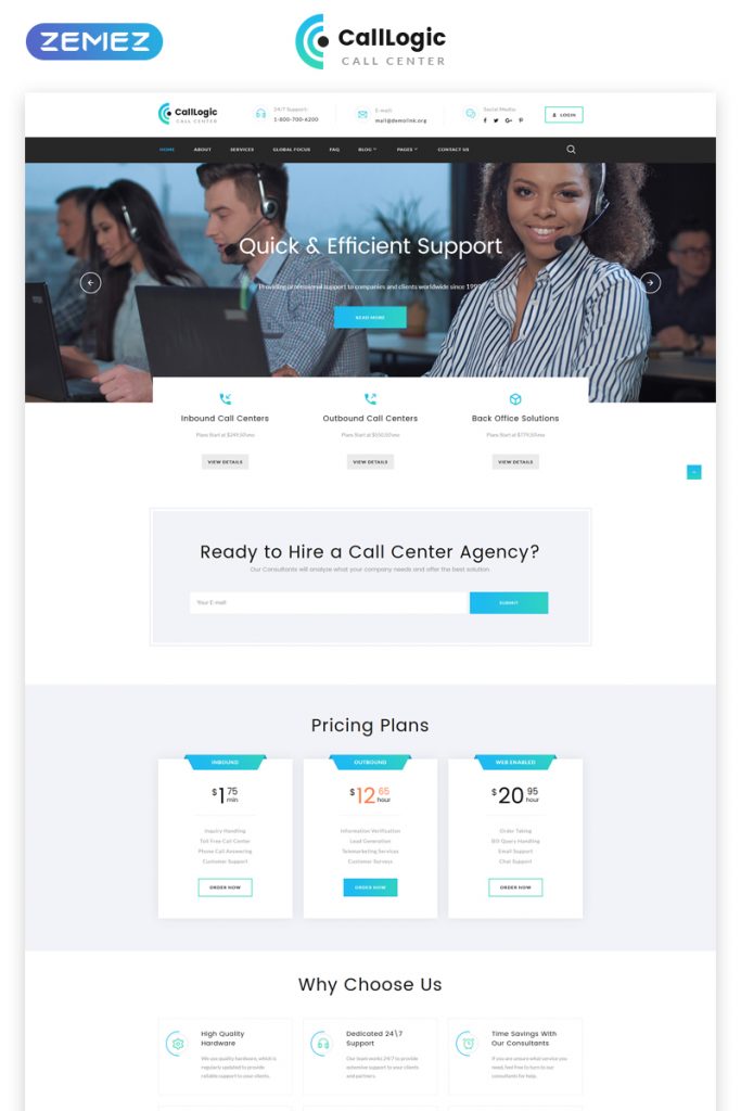 CallLogic - Call Center Multipage HTML5 Website Template - Zemez HTML