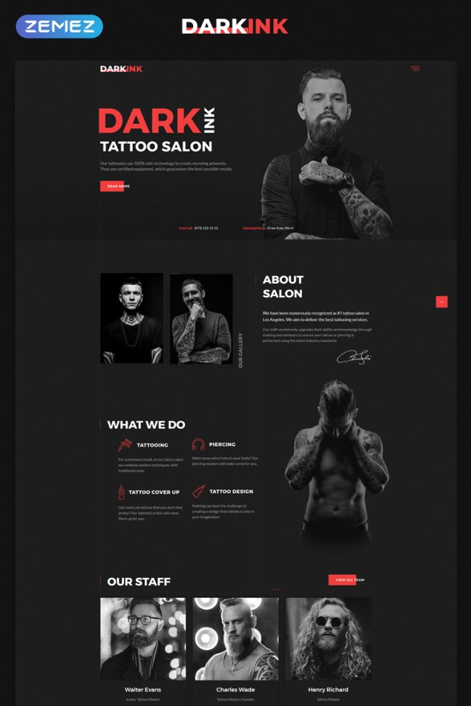 DarkInk - Tattoo Salon Multipage HTML5 Website Template - Zemez HTML