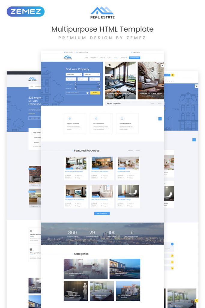 Real Estate Multipurpose HTML5 Website Template - Zemez HTML