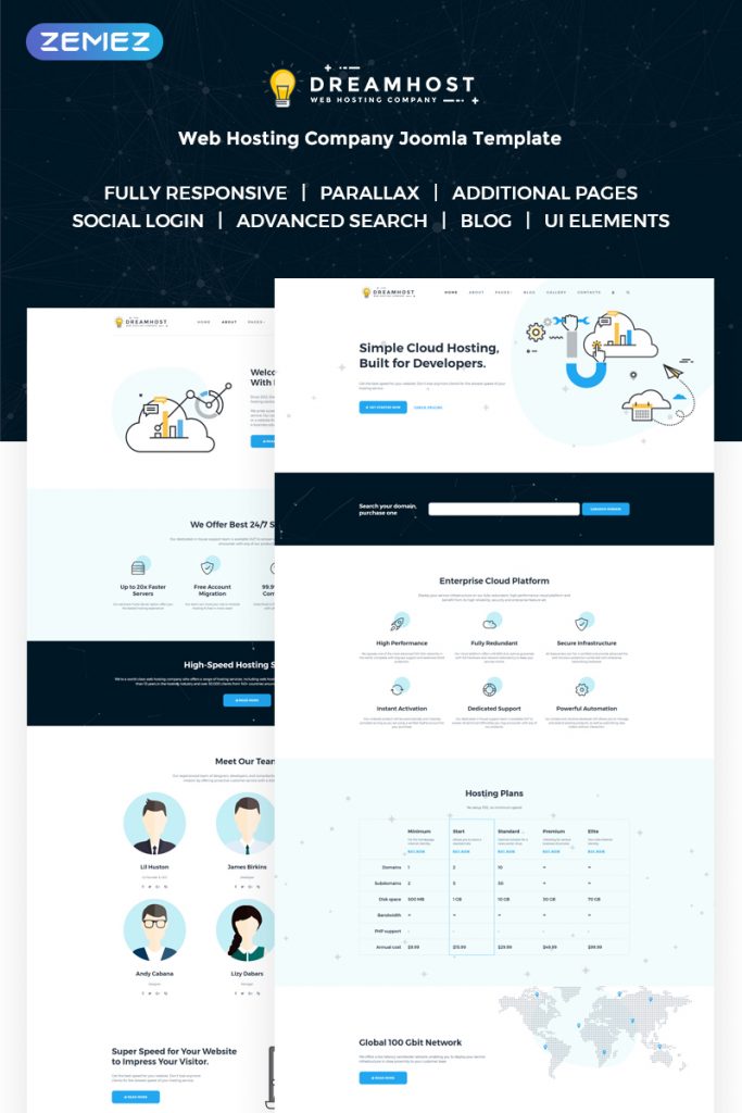 Dreamhost - Cloud Hosting Joomla Template - Zemez Joomla