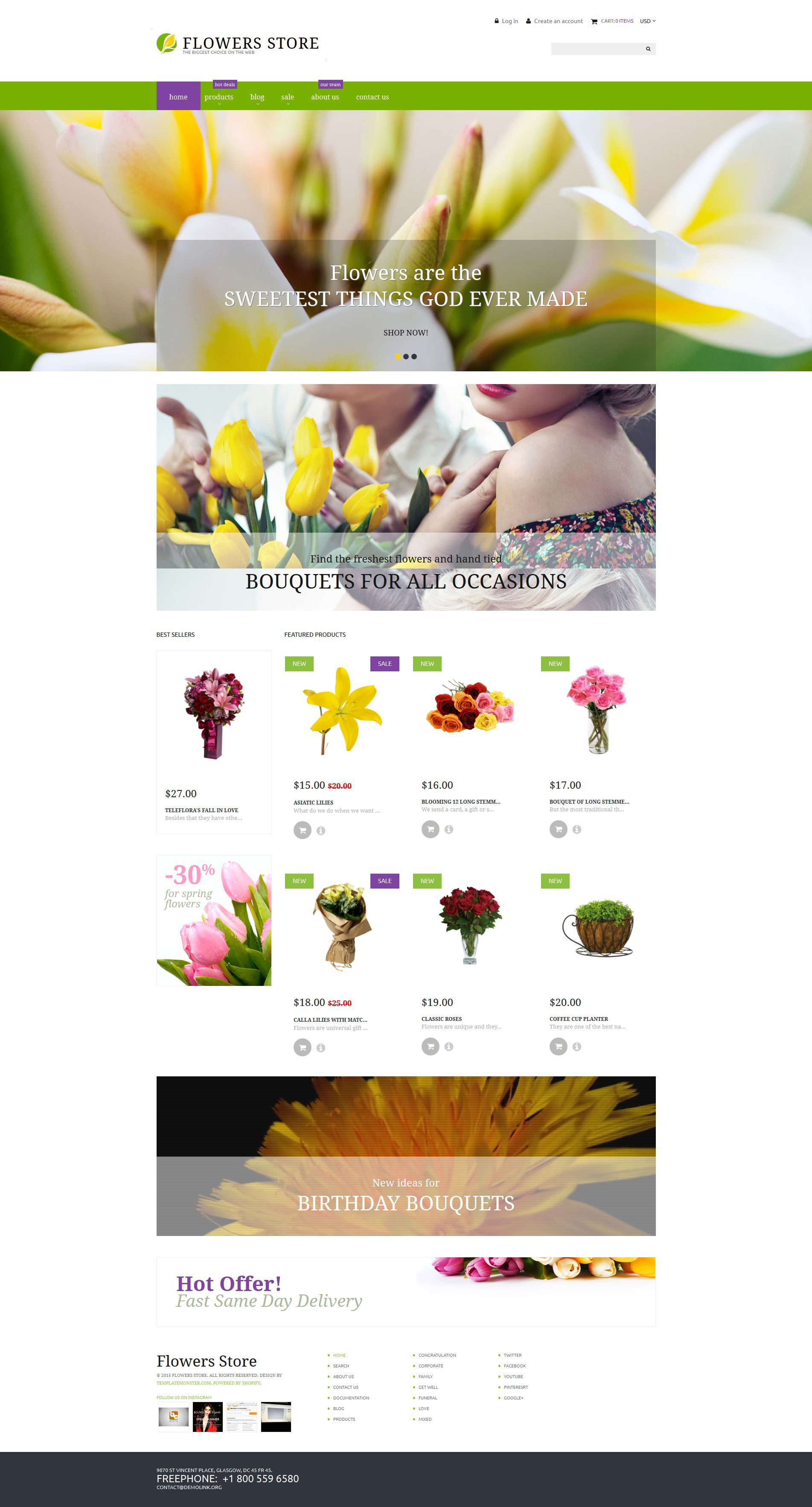 Flower Shop Templates Archives Zemez Shopify