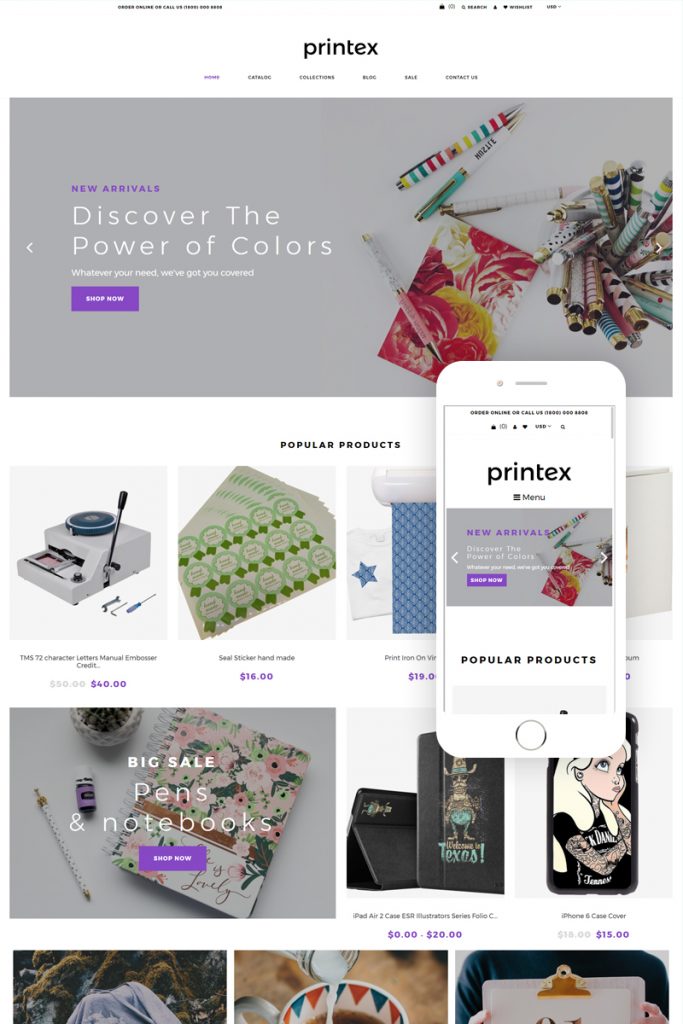 Printex - Print Shop Multipage Modern Shopify Theme - Zemez Shopify