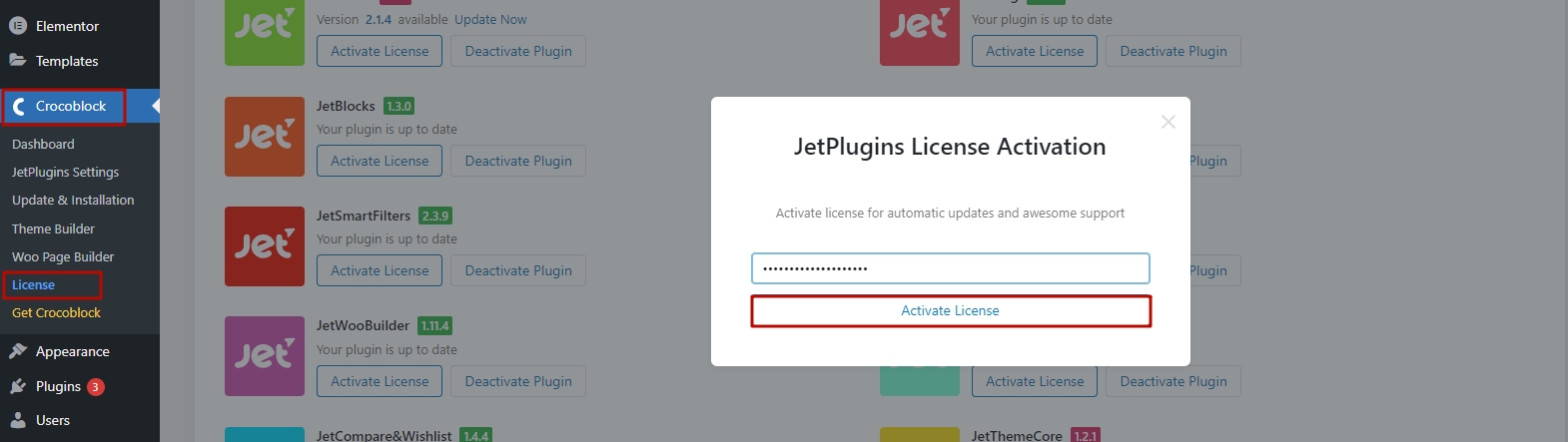 How to activate and update Jet Plugins (license key) - Zemez Support