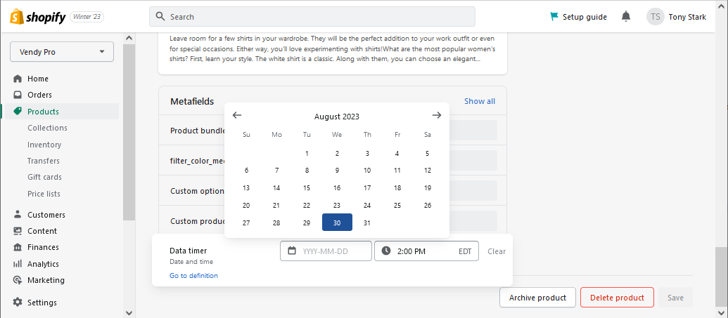 How To Add A Product Timer Countdown In Shopify Using Metafields Zemez Support