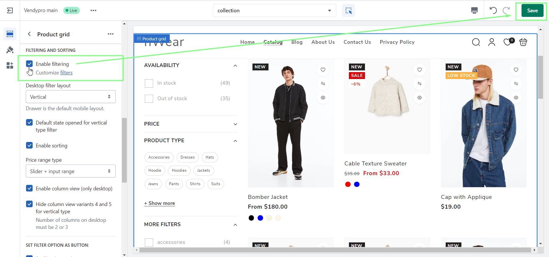 How to manage the Product Filter on the Collection page? - Zemez Support