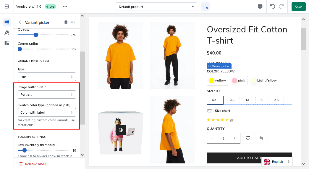 How to manage the Variant Picker option on the Product Page in Shopify? - Zemez Support