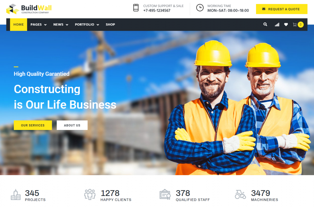 Construction Multipurpose WordPress Theme - BuildWall - Zemez