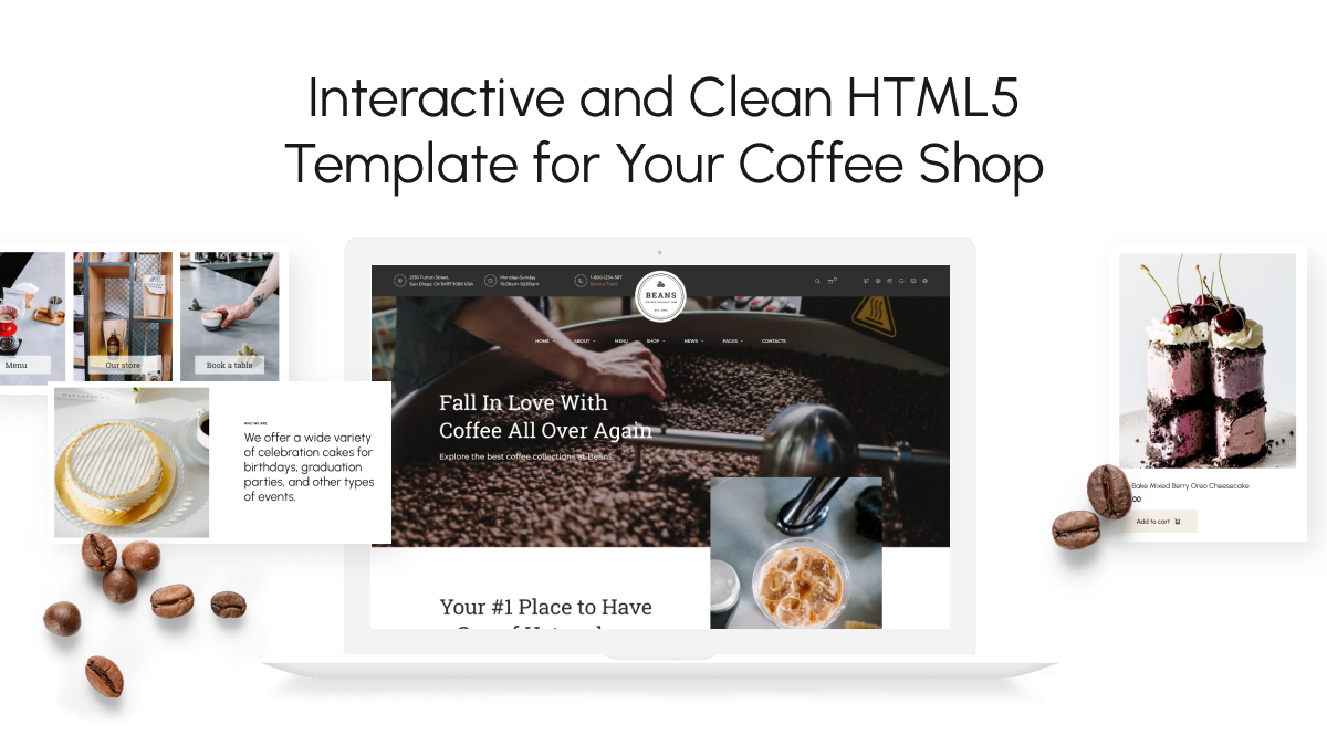 Modern, Interactive and Clean HTML5 Template for Coffee Shops - Zemez
